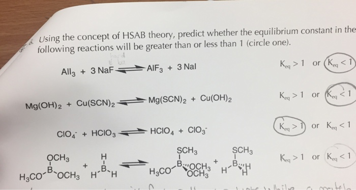 Solved Using the concept of HSAB theory, predict whether the | Chegg.com