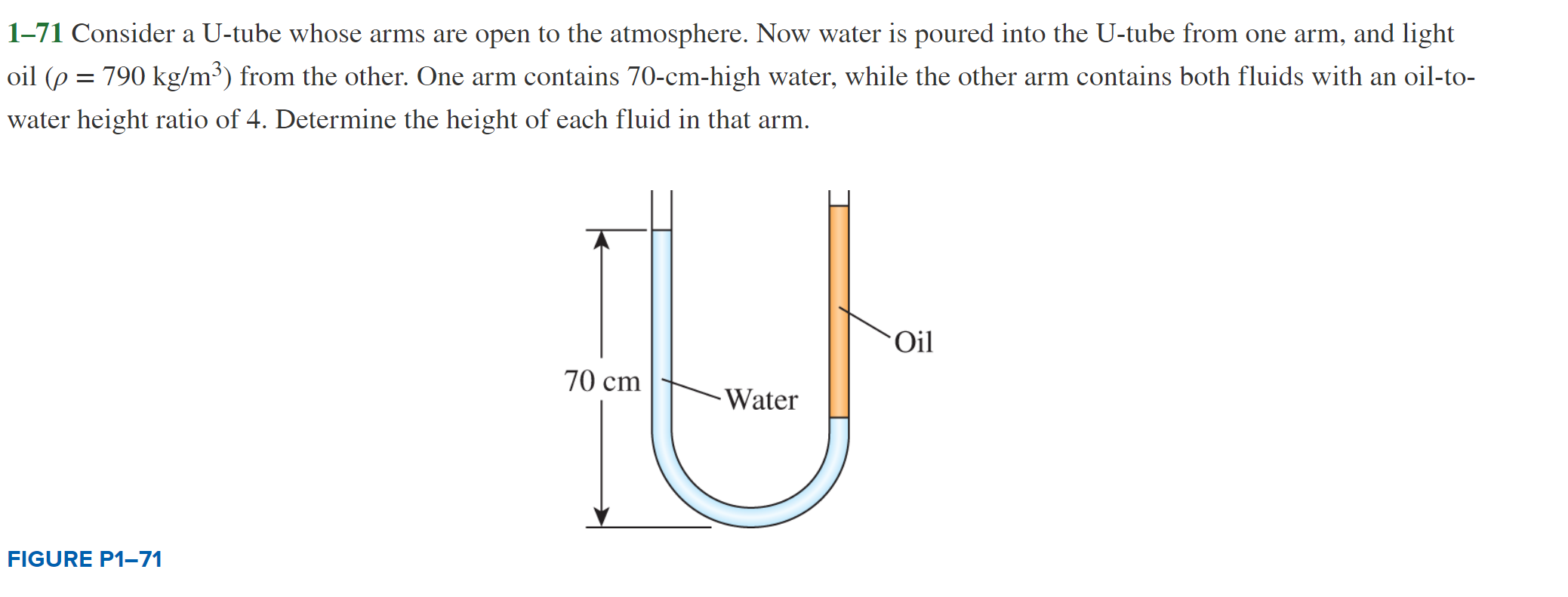 Solved 1-71 Consider a U-tube whose arms are open to the | Chegg.com