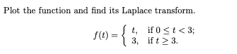 Solved Plot the function and find its Laplace transform. | Chegg.com
