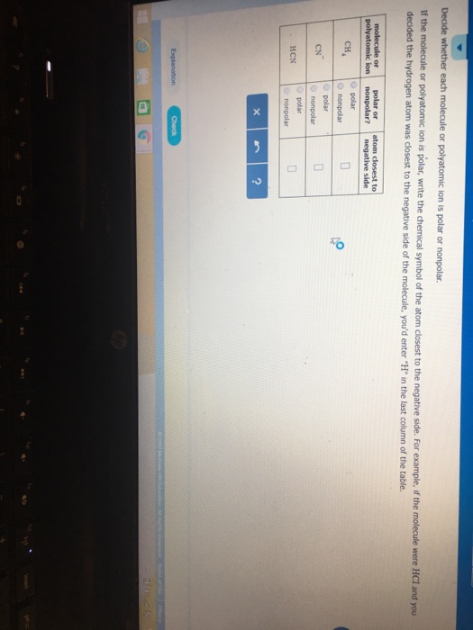 Solved Decide Whether Each Molecule Or Polyatomic Ion Is