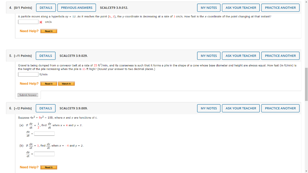 Solved 4. (0/1 Points] DETAILS PREVIOUS ANSWERS SCALCET9 | Chegg.com