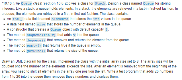 Solved 1010 The Queue Class Section 106 Ogives A Class