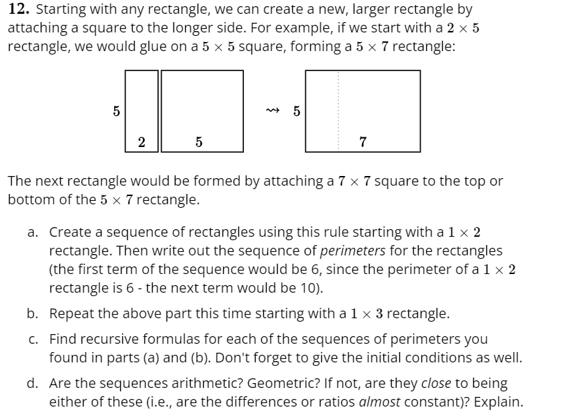 Solved 12. Starting with any rectangle, we can create a new, | Chegg.com