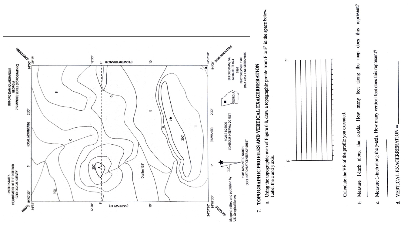 Solved 7. TOPOGRAPHIC PROFILES AND VERTICAL EXAGERRERATIUN | Chegg.com