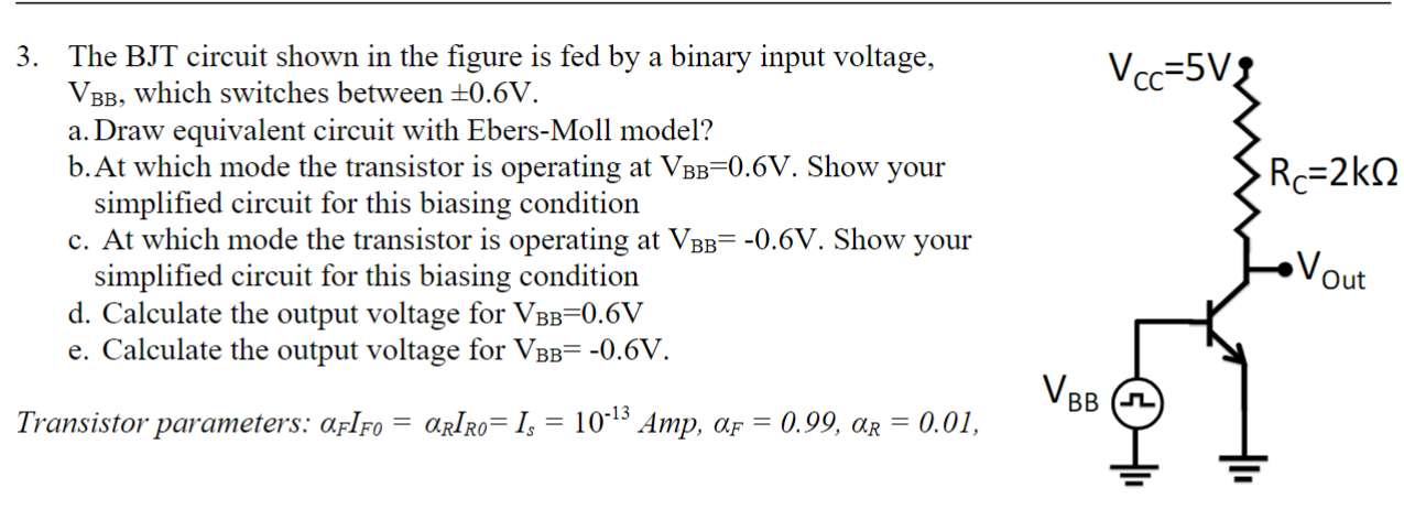 Solved 3. The BJT circuit shown in the figure is fed by a | Chegg.com