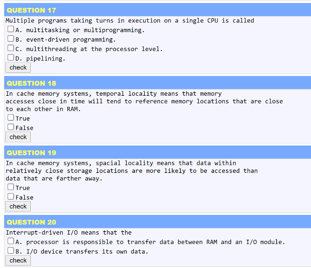 Solved Some questions could have multiple correct answers. | Chegg.com