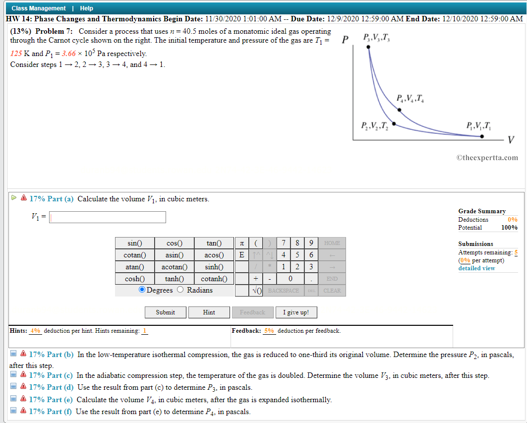 Class Management | Help HW 14: Phase Changes and | Chegg.com