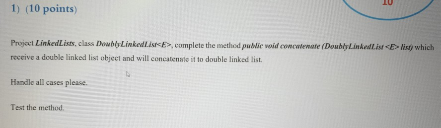 Solved LU 1) (10 points) Project LinkedLists, class | Chegg.com