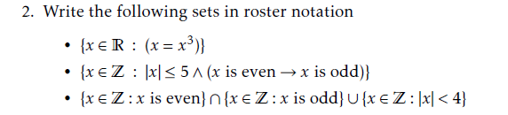 Solved 2. Write the following sets in roster notation - | Chegg.com