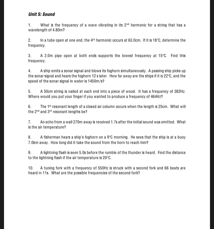 Solved Unit 5: Sound 1. What is the frequency of a wave | Chegg.com