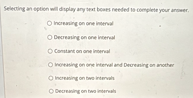 Solved Selecting an option will display any text boxes | Chegg.com