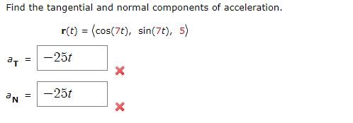 Solved Find the tangential and normal components of | Chegg.com