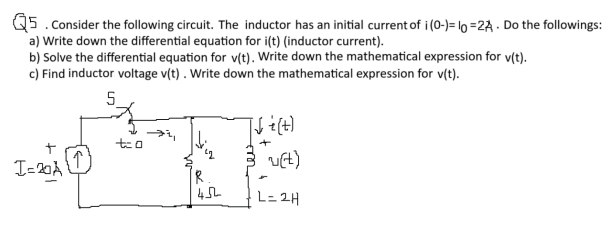 Q5. ﻿Consider the following circuit. The inductor has | Chegg.com