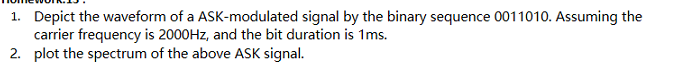 Solved 1. Depict the waveform of a ASK-modulated signal by | Chegg.com