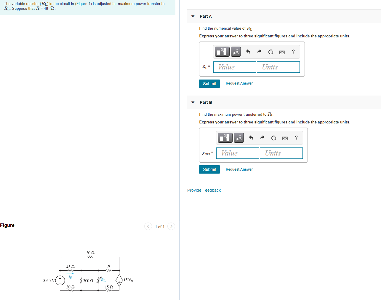 Solved The variable resistor (RL) in the circuit in (Figure | Chegg.com