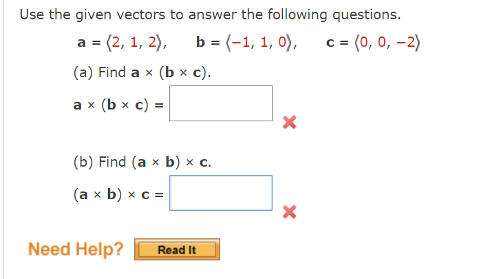 Solved Use the given vectors to answer the following | Chegg.com