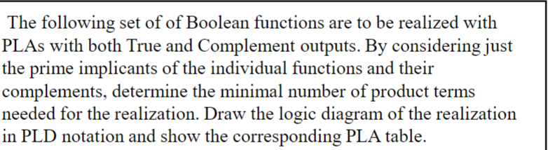 Solved The following set of of Boolean functions are to be | Chegg.com