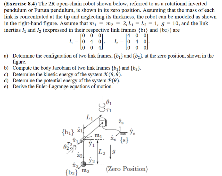 Solved (Exercise 8.4) The 2R open-chain robot shown below, | Chegg.com