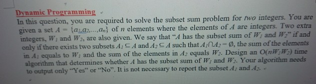 Solved Dynamic Programming - In this question, you are | Chegg.com