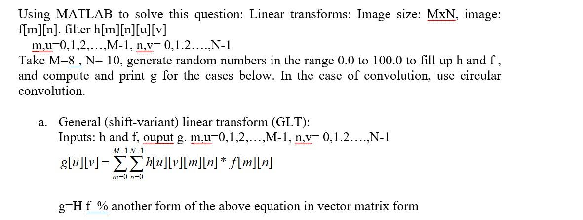 Solved Using MATLAB to solve this question: Linear | Chegg.com