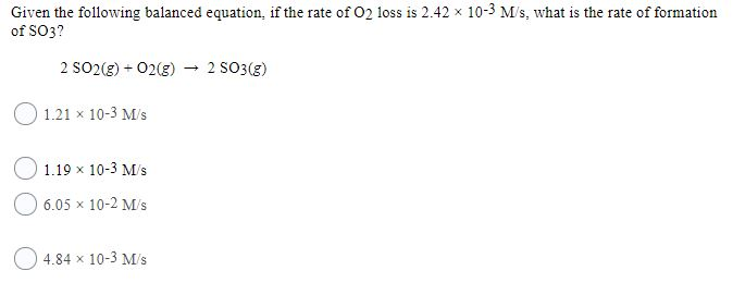 Solved Given the following balanced equation, if the rate of | Chegg.com