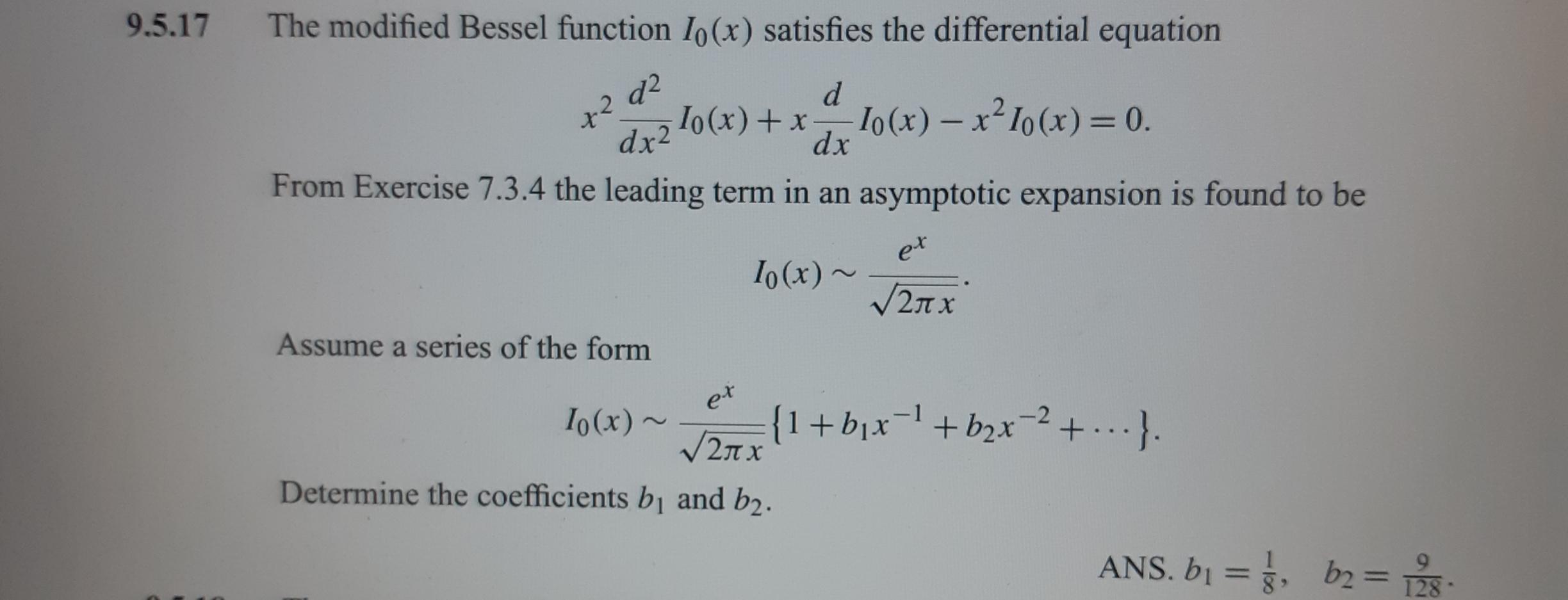 Solved 9.5.17 The modified Bessel function 10(x) satisfies | Chegg.com