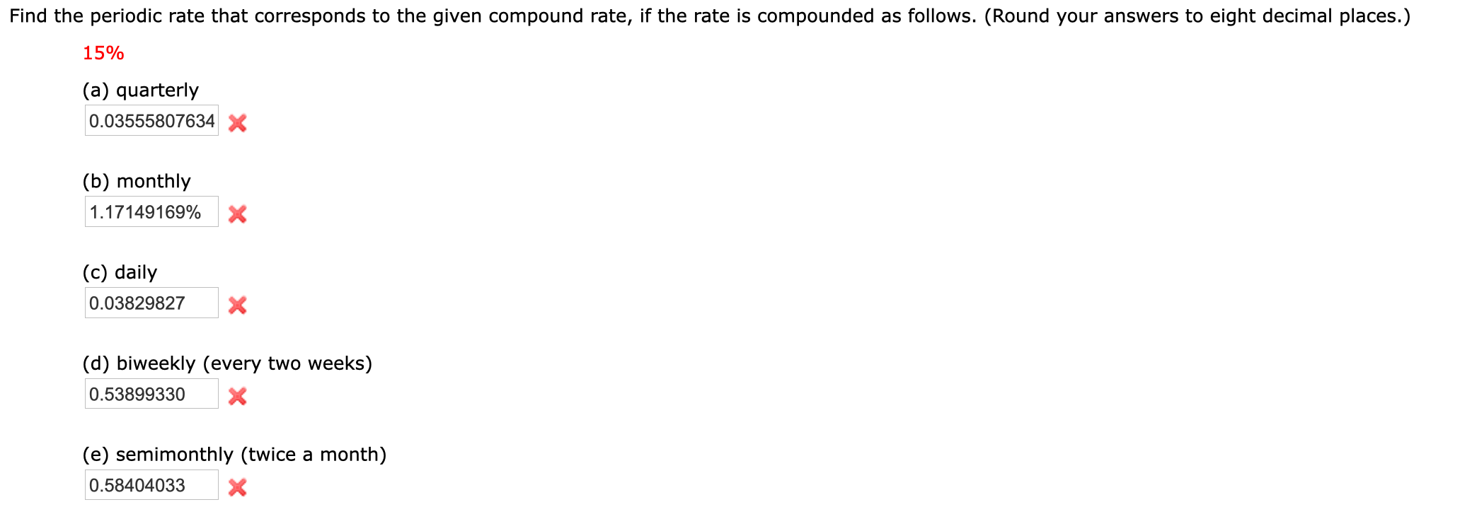 Solved Find the periodic rate that corresponds to the given | Chegg.com