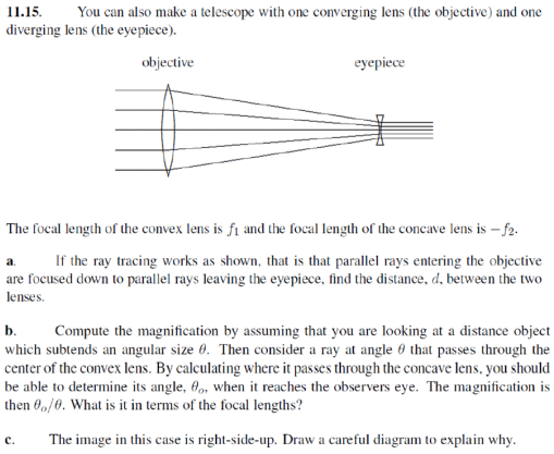 Solved 11.15. You can also make a telescope with one | Chegg.com