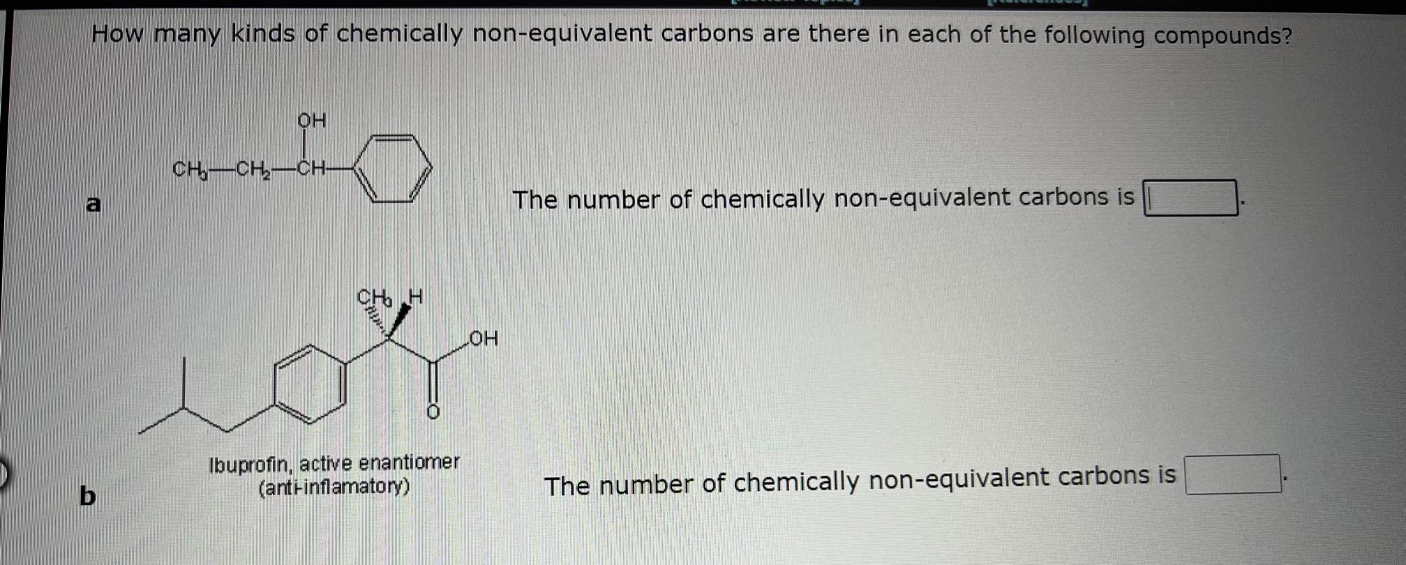 Solved How many kinds of chemically non-equivalent carbons | Chegg.com