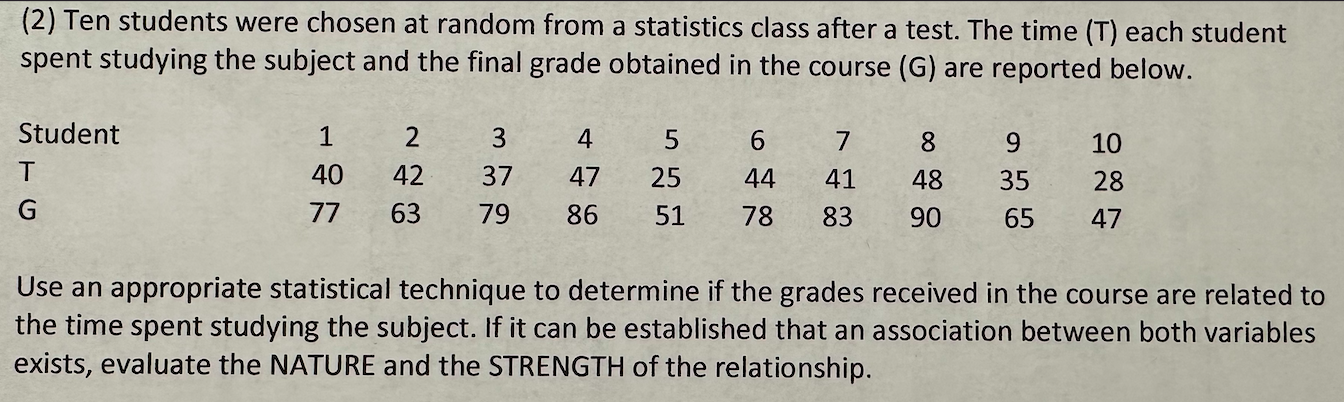 Solved (2) Ten students were chosen at random from a | Chegg.com
