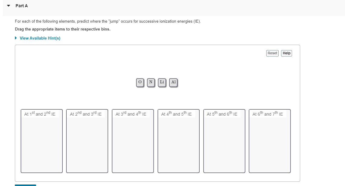 Solved For each of the following elements, predict where the | Chegg.com