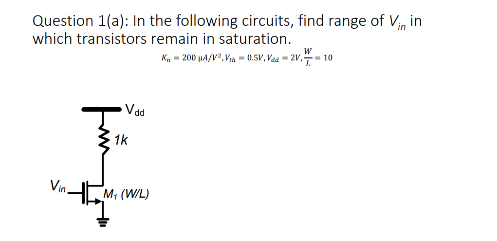 Solved Question 1(a) : In the following circuits, find range | Chegg.com