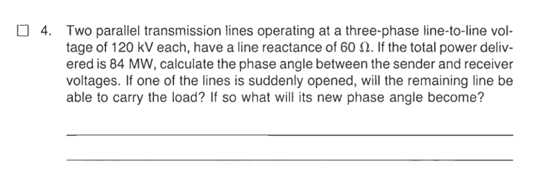 Solved Two parallel transmission lines operating at a | Chegg.com