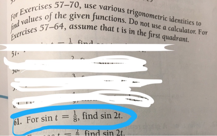 Solved Use various trigonometric identities to find values | Chegg.com