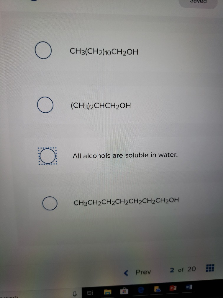 Solved Which alcohol is most soluble in water? Multiple | Chegg.com
