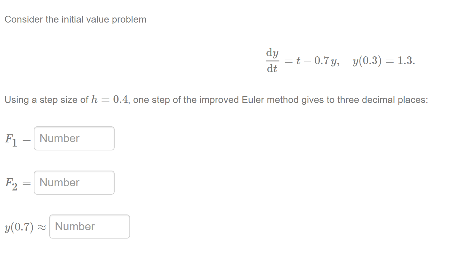 Solved Consider the initial value problem dy dt =t-0.7y, | Chegg.com