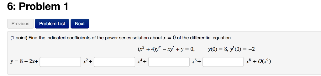 Solved 6: Problem 1 Previous Problem ListNext (1 point) Find | Chegg.com