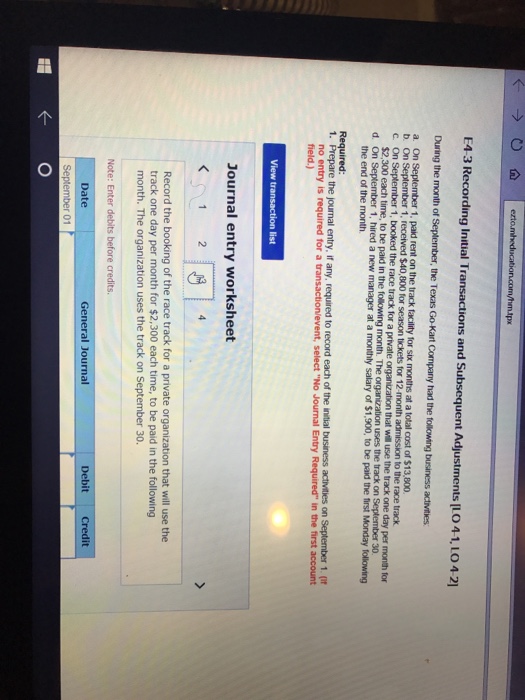 Solved Week 5 E4 3 Recording Initial Transactions and | Chegg.com