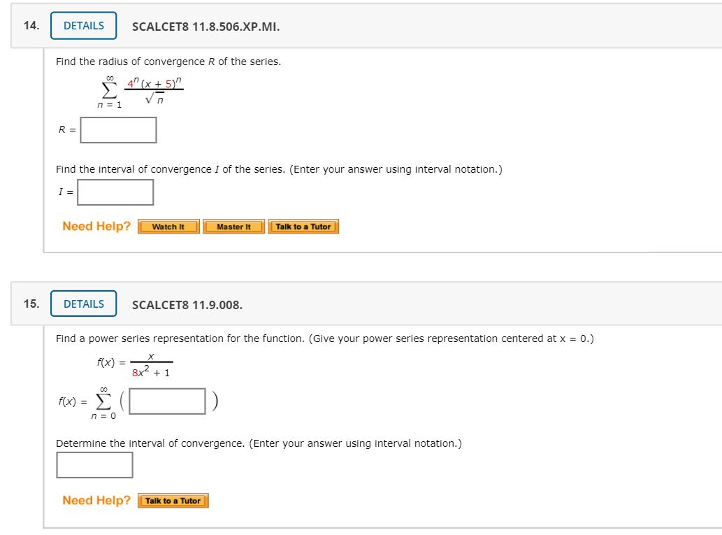 Solved 14. DETAILS SCALCET8 11.8.506.XP.MI. Find the radius | Chegg.com