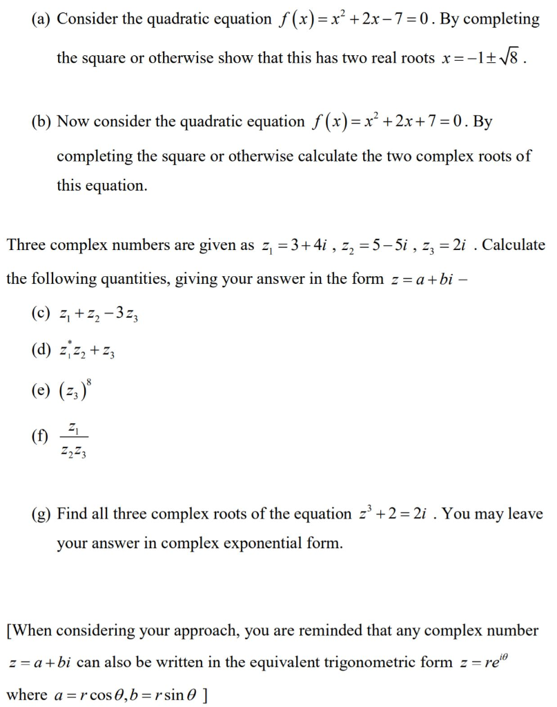 Solved (a) Consider the quadratic equation f (x)= x² + 2x – | Chegg.com