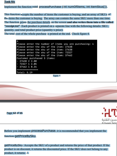 Solved Task Six Implement the function void processPurchase | Chegg.com