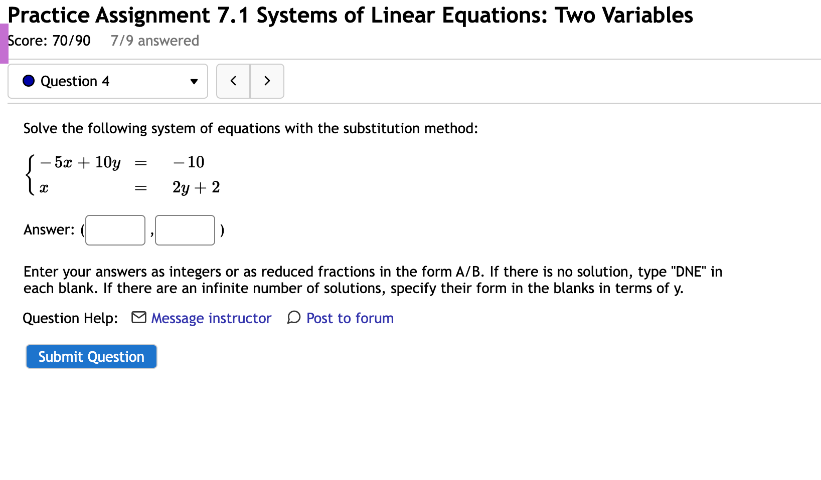 Solved Practice Assignment 7.1 Systems of Linear Equations: | Chegg.com