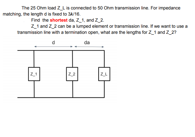 Solved The 25 Ohm load Z_L is connected to 50 Ohm | Chegg.com