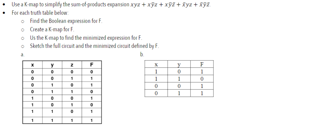 Solved . Use a K-map to simplify the sum-of-products | Chegg.com