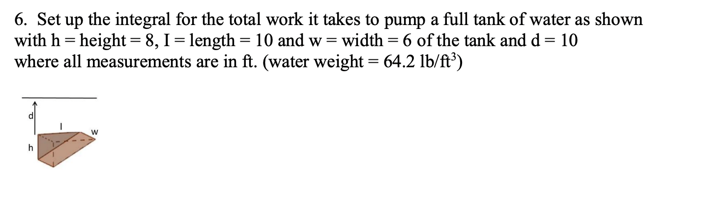 Solved 6. Set up the integral for the total work it takes to | Chegg.com