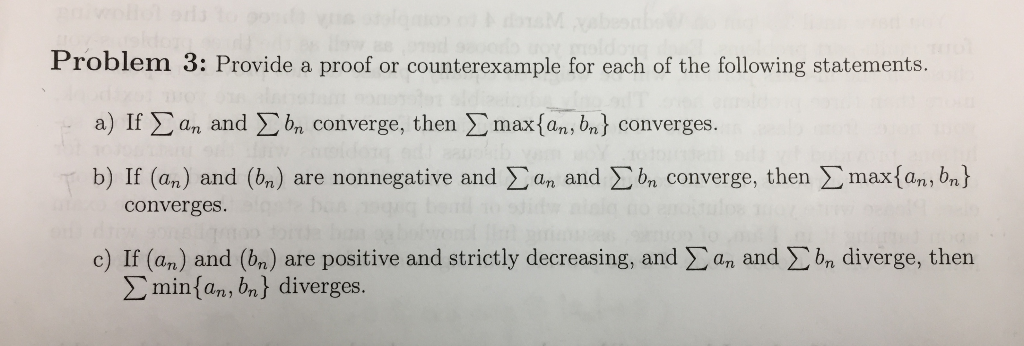 Solved Problem 3: Provide a proof or counterexample for each | Chegg.com