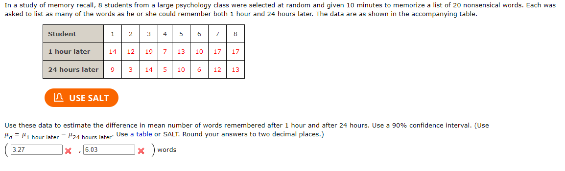 Solved In a study of memory recall, 8 ﻿students from a large | Chegg.com
