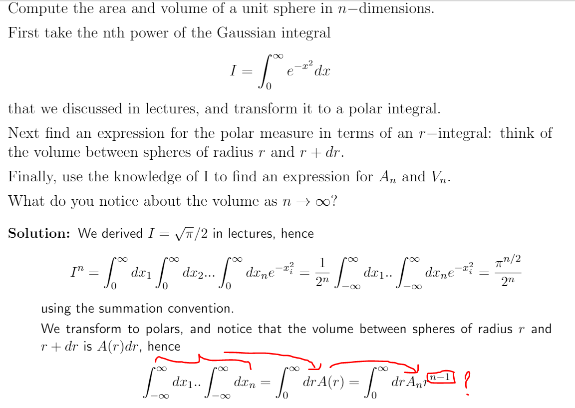 Please explain why the N-dimension integral can be | Chegg.com