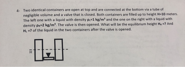 Solved Two identical containers are open at top and are | Chegg.com