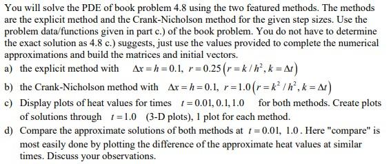 Solved You will solve the PDE of book problem 4.8 using the | Chegg.com